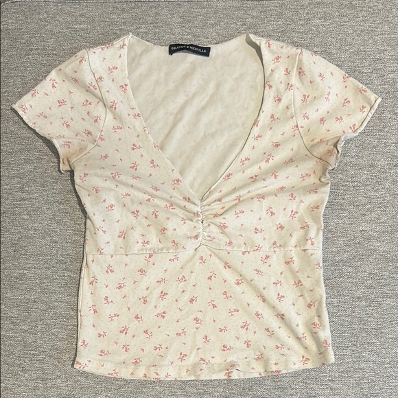 Brandy Melville | Tops | Brandy Melville Pink Floral Gina Top | Poshmark